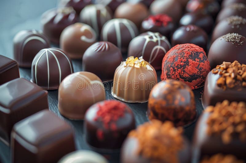 Assortment Of Luxurious Chocolates Showcasing Elegance And Variety