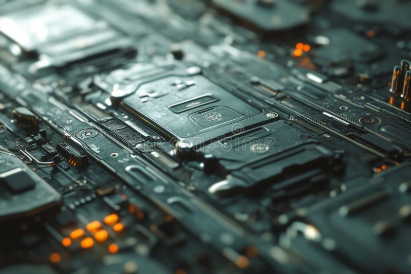 Close-up of a High-tech Circuit Board Showcasing Intricate Designs. the ...