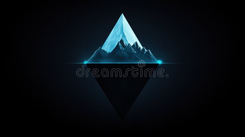 A Digital Art Piece Featuring a Blue Mountain Range within a Black ...