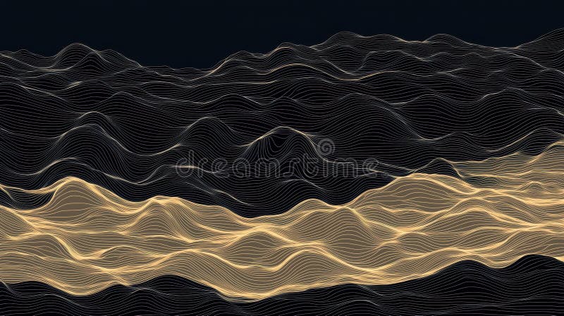 A Digital Illustration of a Wave-like Pattern in Shades of Gold and ...