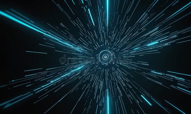 Digital Starburst Pattern with Blue and White Lines Radiating Outwards ...