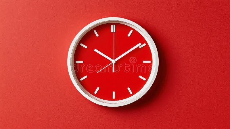 White Clock Red Hands Numbers Set Against Background Stock Photos ...