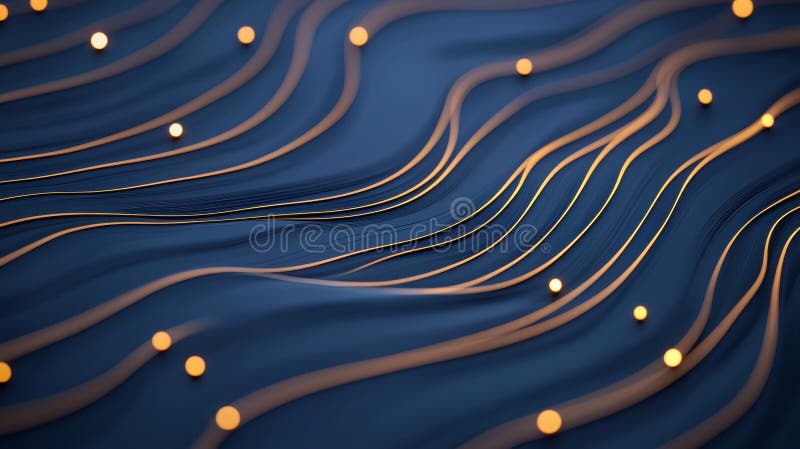 A Digital Illustration of a Wave-like Pattern with Gold Lines and ...