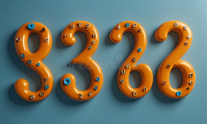 Three Orange Numbers, Each with Blue Dots, are Arranged in Row Against ...