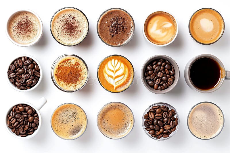 Collection of Coffees White Background Stock Illustration ...