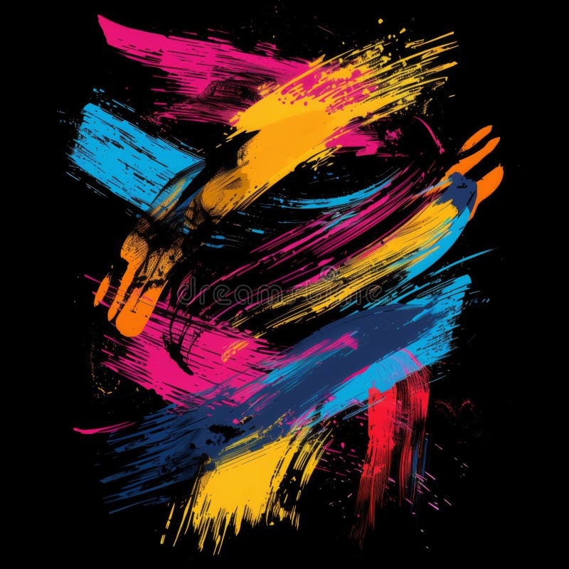 Dramatic Abstract Composition with Bold Strokes and Splashes of Neon ...