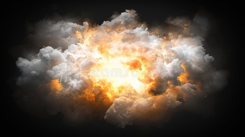 A Dramatic Explosion of Clouds and Fire Against a Black Background ...