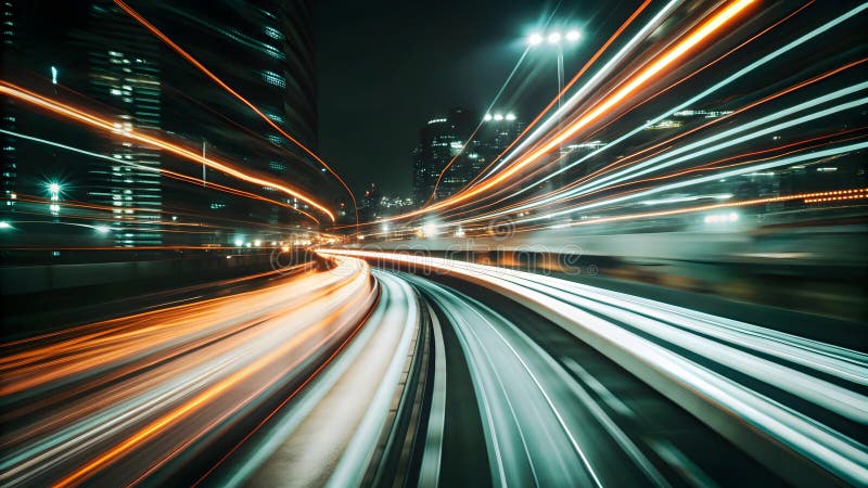 Dynamic Abstract Motion of Light Streaks in Futuristic High-speed ...