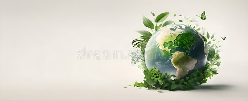 Ecology Concept with Globe and Green Leaves.AI Generativ Stock ...