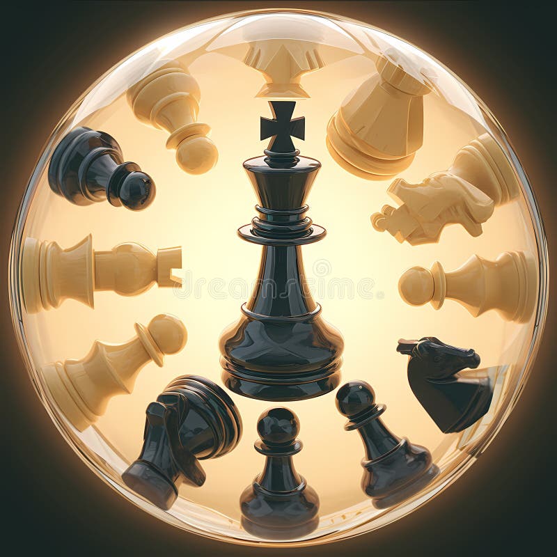 Masterful Chess Match Unfolds in 360-Degree Perspective Stock ...