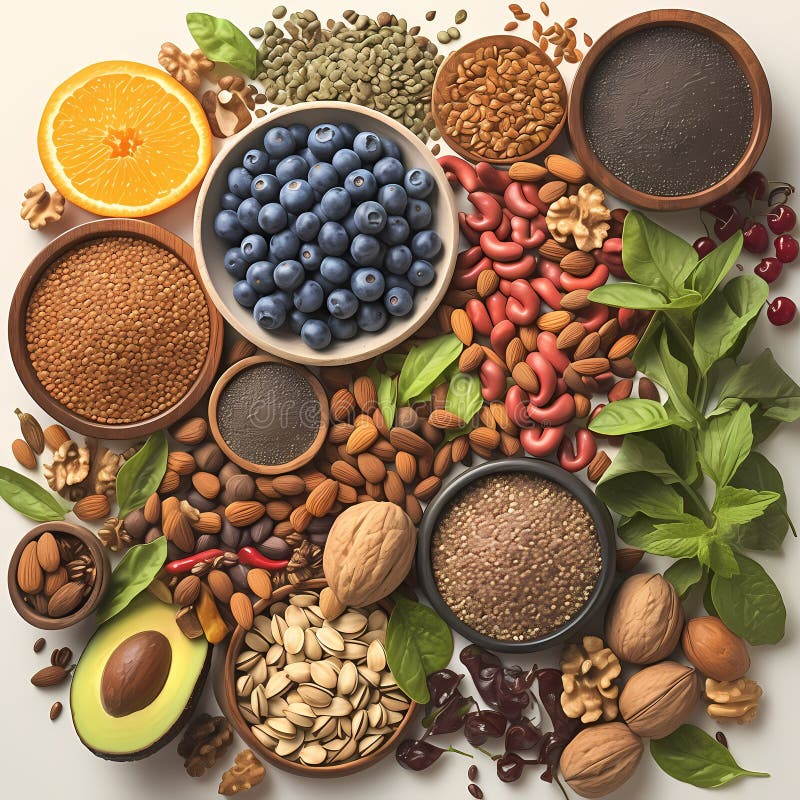 Bountiful Bowls of Health: a Nutritious Display Stock Illustration ...