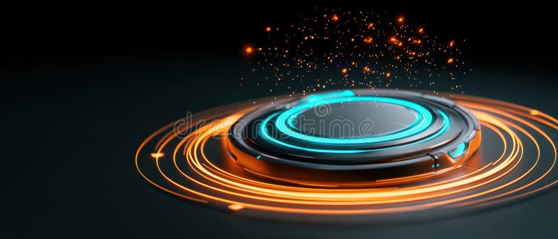 A Futuristic, Circular Device with Glowing Blue and Orange Lights ...