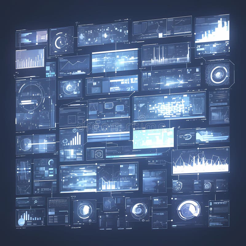 Futuristic Digital Overlay for Tech AI Data Audio Stock Illustration ...