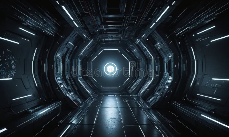 Futuristic, High-tech Corridor with Circular Opening at the Center ...