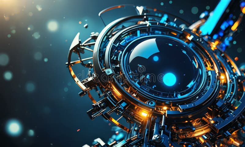 Futuristic, Circular Device with Blue and Orange Glow, Surrounded by ...