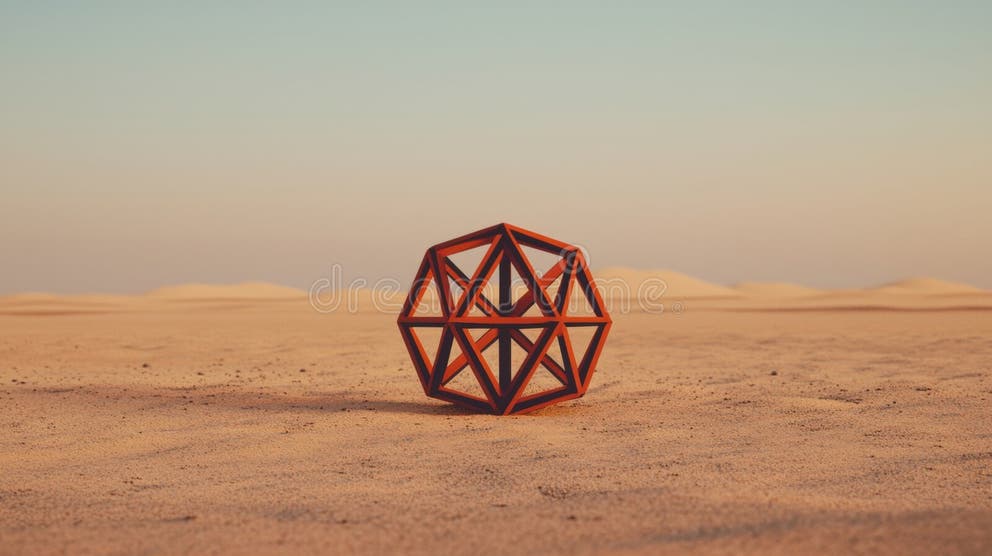 A Geometric Sculpture Stands in a Desert Landscape. Stock Image - Image ...