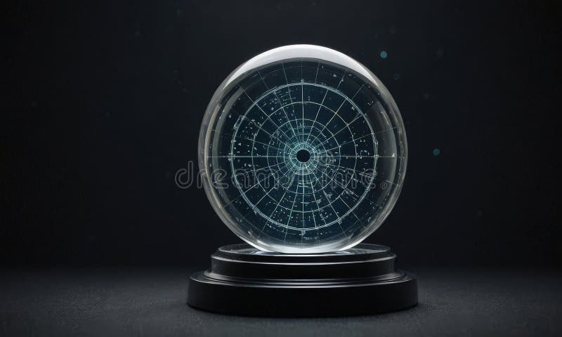 Transparent Glass Sphere with Blue and White Spiral Pattern Rests on ...