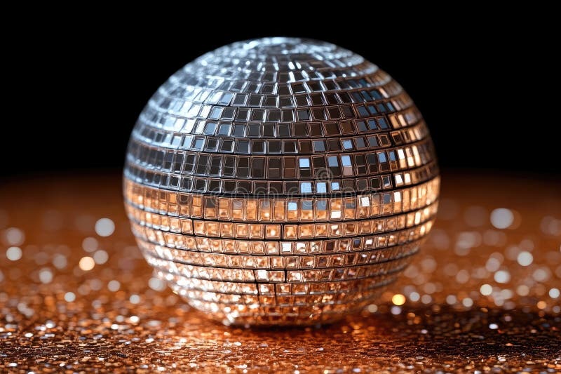 Sparkling Silver Disco Ball on Glittering Background Stock Illustration ...