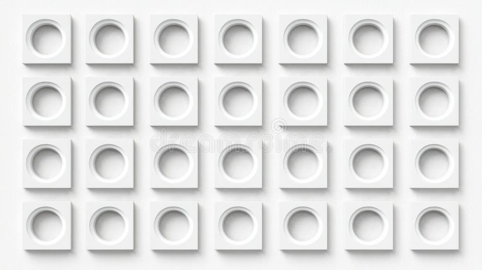 A 3x3 Grid of White Squares with Circular Cutouts. Stock Photo - Image ...