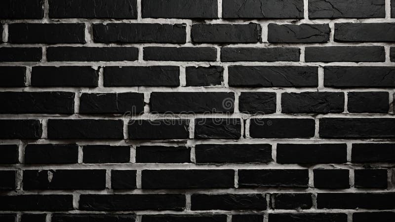 A High Contrast Black and White Brick Wall with Visible Texture and ...