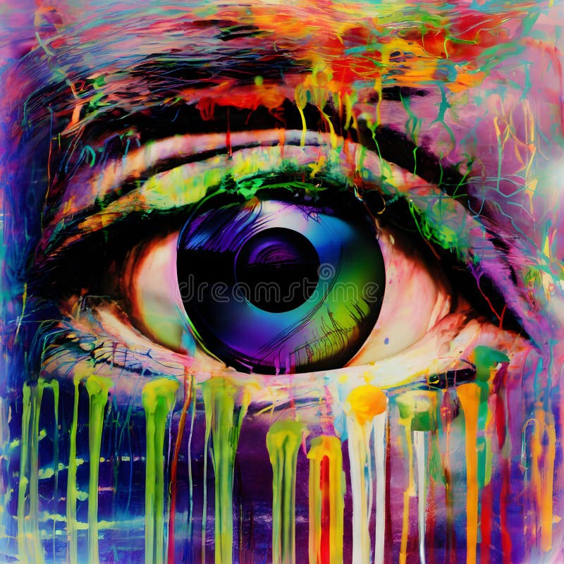 Vivid Spectrum, the Cosmic Dance of Color in a Surreal Eye Stock Image ...