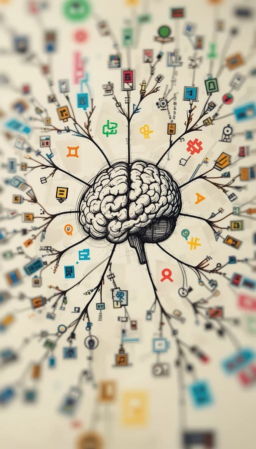 Central Brain Expanding with Diverse Creative and Cognitive Ideas Stock ...