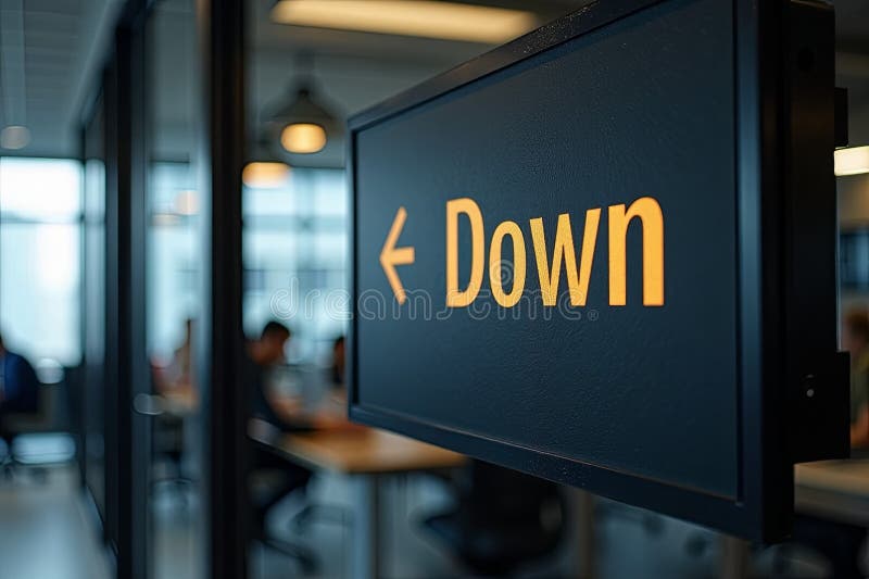 A Directional Sign Indicates the Downward Movement or Direction Stock ...