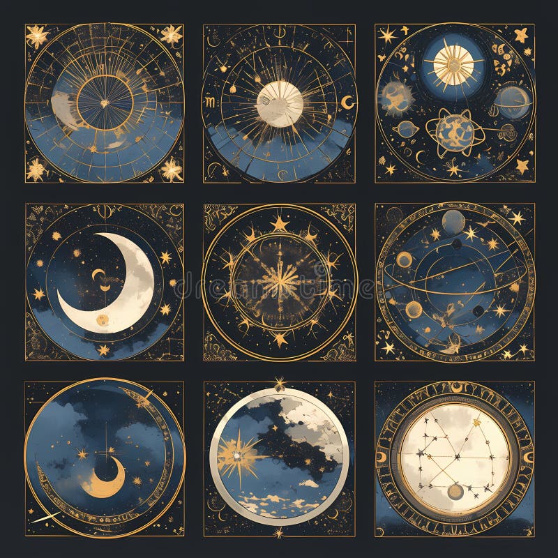 Illustrated Lunar Cycle Stages Stock Illustration - Illustration of ...