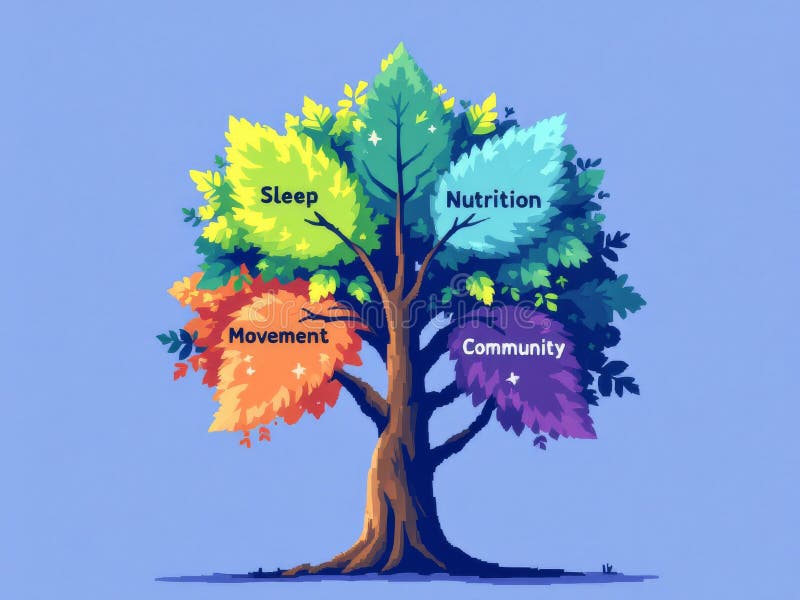 Wellness Tree: a Colorful Illustration Symbolizing Health with Leaves ...