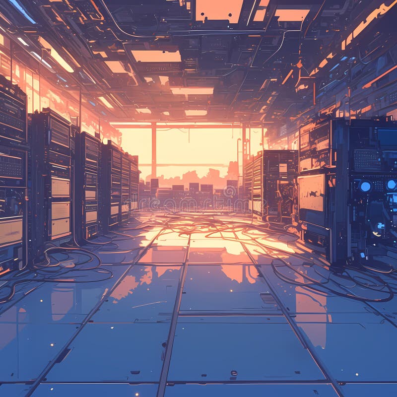 Data Center Interior: a Hub of High Technology Stock Illustration ...