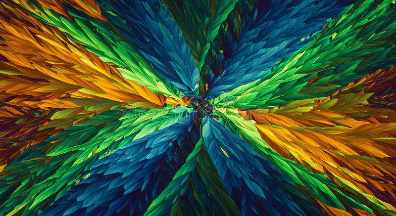 Dynamic Abstract Radial Crystal Feather Pattern Stock Illustration - Illustration of formation ...