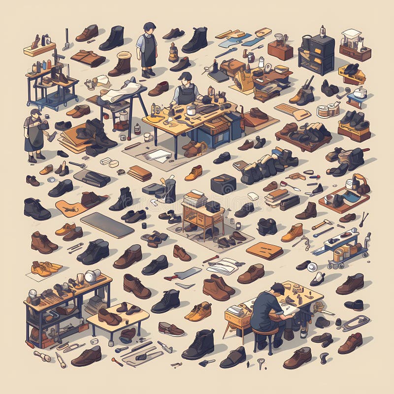 Detailed Cobbler S Workshop Illustration Stock Illustration ...