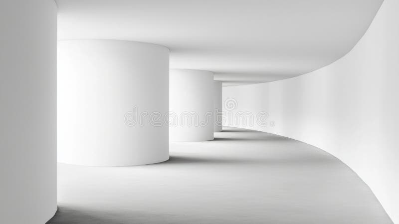 A Long, White Corridor with a Curved Ceiling and Walls. Stock Image ...