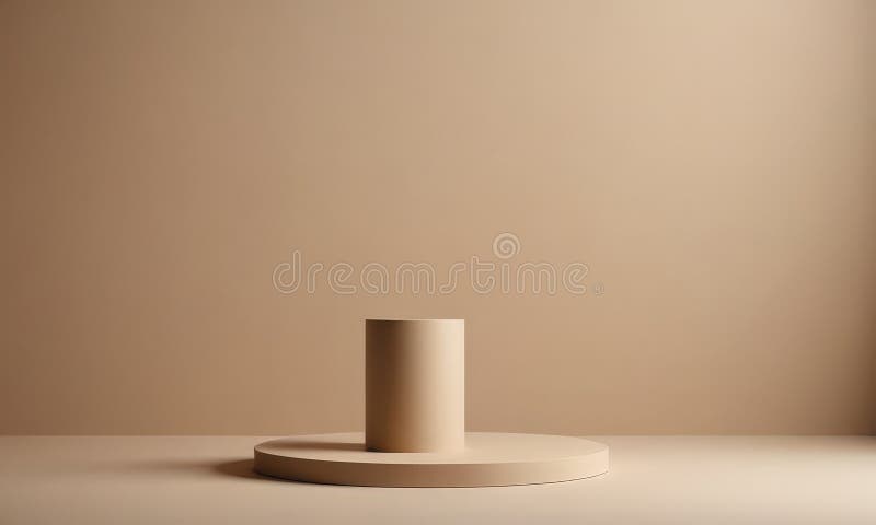 Cylindrical Object Stands on Circular Base Against Beige Background ...