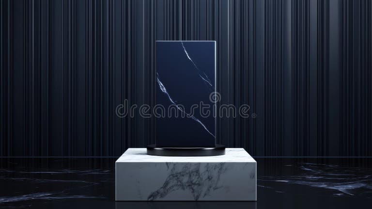 A Dark Blue Marble Block with a White Marble Base. Stock Image - Image ...