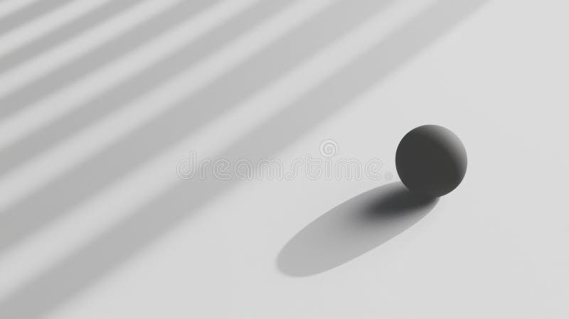 A Black Sphere Casts a Shadow on a White Surface. Stock Photo - Image ...