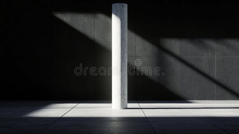 A Tall, White Column Stands in a Minimalist Room, Casting a Shadow on ...
