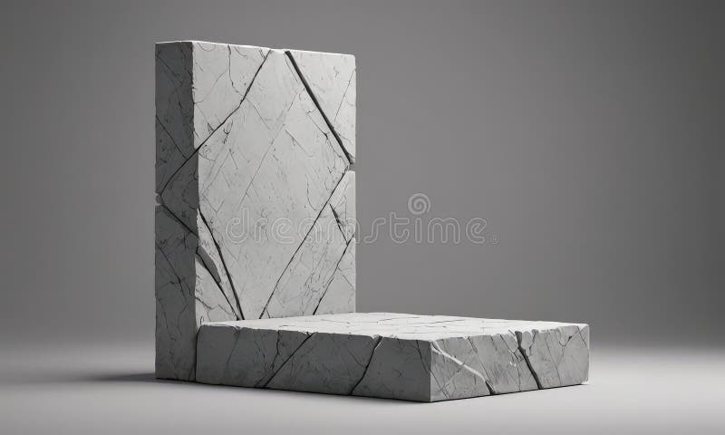 White, Rectangular Block with Jagged Edge Sits on Flat Surface ...