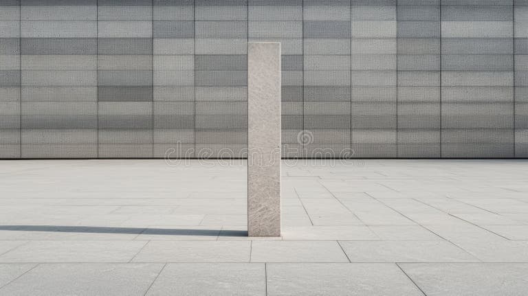 A Tall, Rectangular, Gray Stone Pillar Stands in a Large, Empty, Paved ...