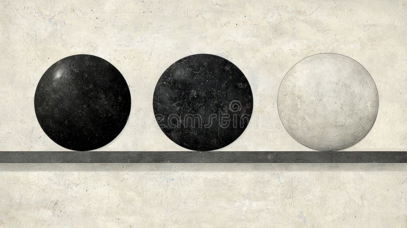 A Minimalist Art Piece Featuring Three Spheres of Varying Sizes and ...