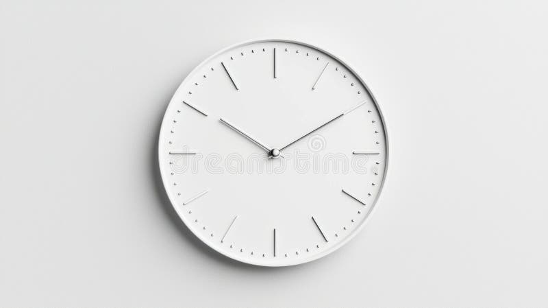 A Minimalist White Analog Clock with Black Hands and Numbers. Stock ...