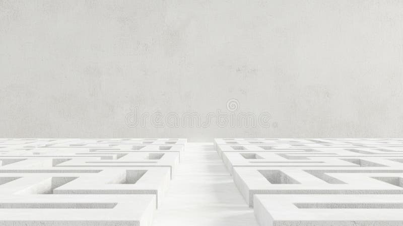 A White Geometric Maze on a Gray Wall. Stock Photo - Image of pattern ...