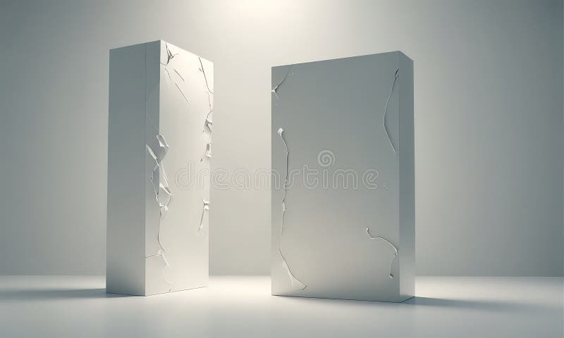 Two White Rectangular Boxes with Curved Design Stand Upright Against ...