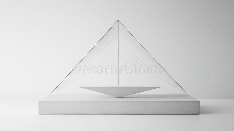 A Minimalist Sculpture of a Triangular Sailboat on a White Platform ...