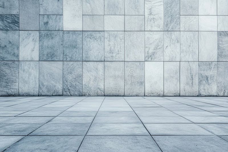 Minimalistic Perspective View of Gray Stone Tile Floor and Wall in ...