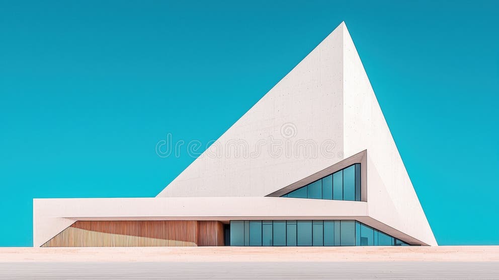 Modernist Building with a Triangular Shape Stock Image - Image of ...