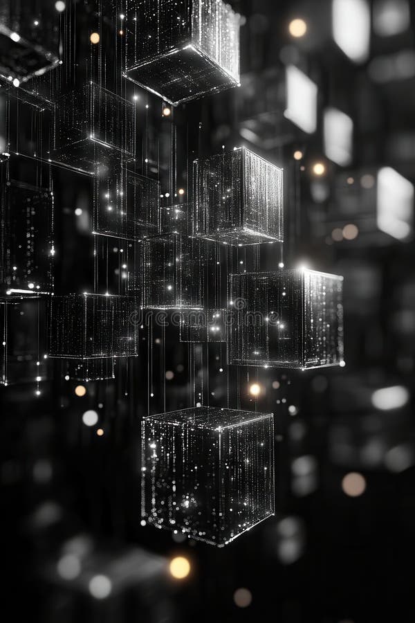 Stunning Futuristic Digital Nodes Cluster in Dark Grayscale Stock ...