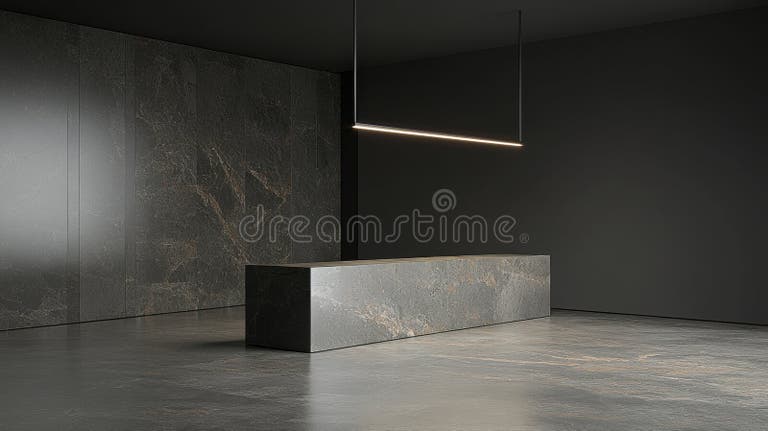 A Modern Black and Gold Reception Desk in a Minimalist Office. Stock ...
