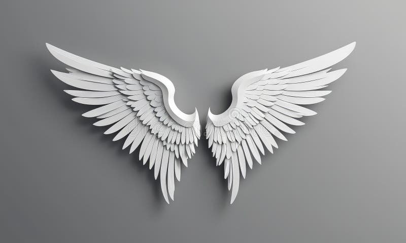 Pair White, Winged Wings with Curved Shape and Pointed Tips are ...