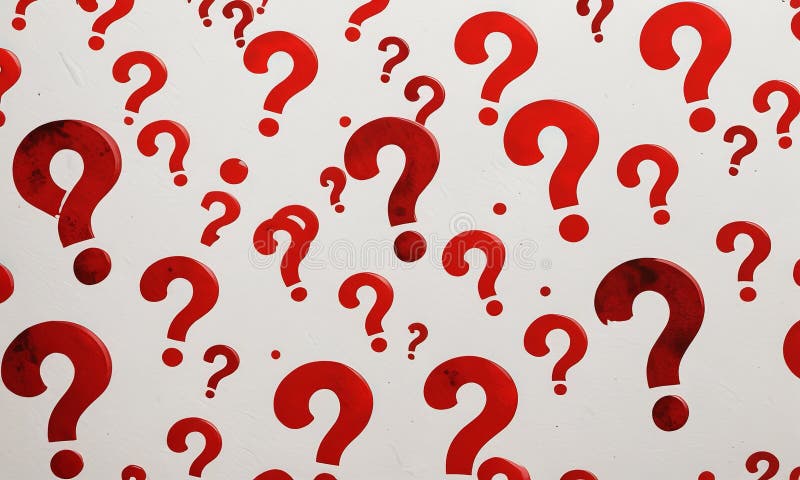 White Background Features Pattern Red Question Marks, Varying in Size ...